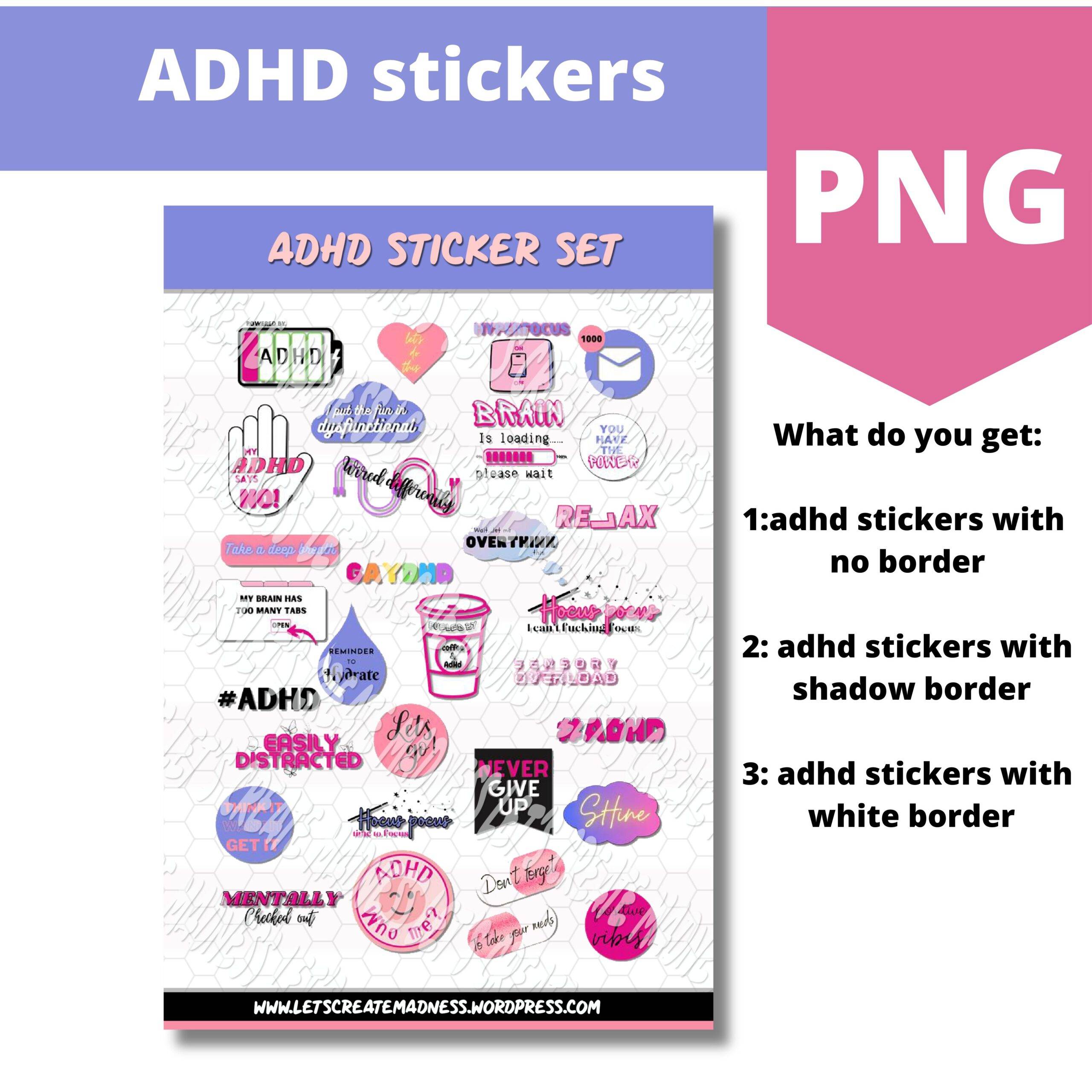 ADHD stickervel €4,00 - let's create madness